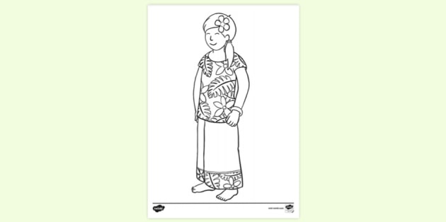 FREE! - Girl Wearing Puletasi Colouring | Colouring Sheets