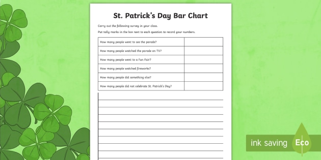 St. Patrick's Day Bar Chart Worksheet (teacher made)