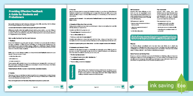 Providing Effective Feedback - A Guide for Students and Probationers