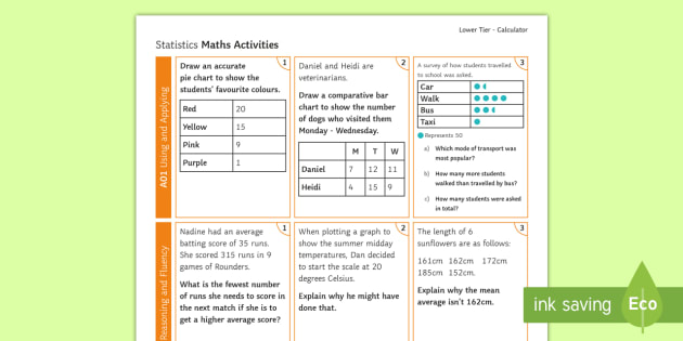 Foundation: Statistics (Calculator) Activity Mat