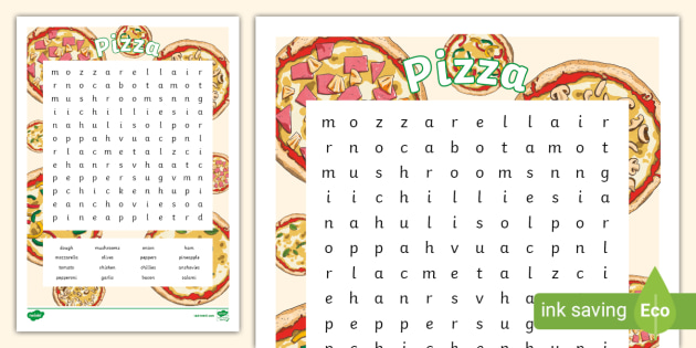 Pizza Word Scramble Worksheet Food Word Search | Worksheet