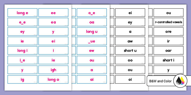 Sound Wall Vowel Spelling Pattern Cards (teacher made)