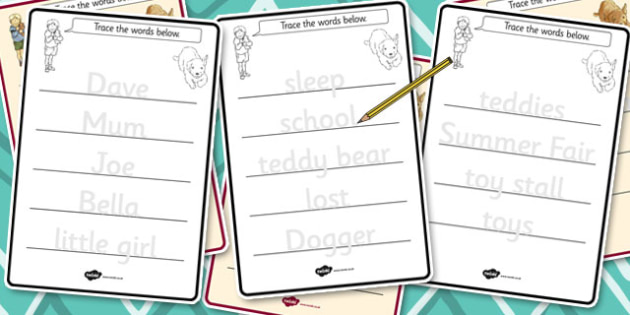 FREE! - Trace the Words Worksheets to Support Teaching on Dogger