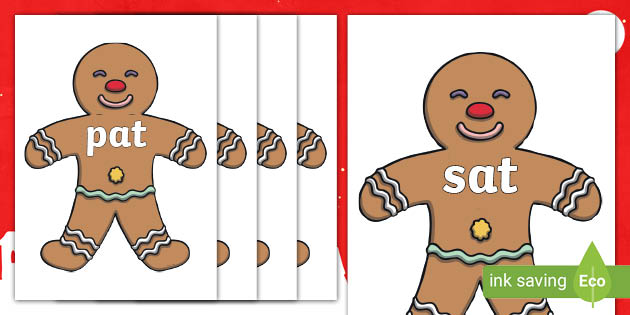 Phase 2 Common Exception Words on Gingerbread Men Cut-Outs