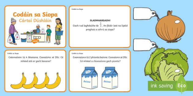 Cártáí Rólimeartha: Codáin sa Siopa (teacher made)