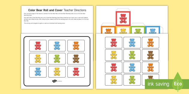 Color Bear Roll and Cover Activity (teacher made)