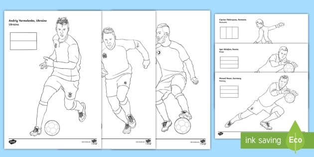 International Footballers Colouring Pages English/Polish