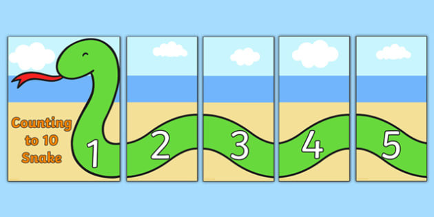 Counting 1 to 10 Snake Puzzles (teacher made)