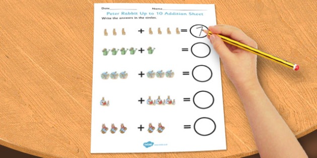The Tale of Peter Rabbit Up to 10 Addition Sheet