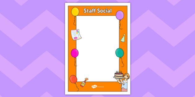 Staff Social Poster Template - staff social, poster, template