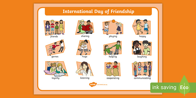 International Day of Friendship Years F-2 Word Mat