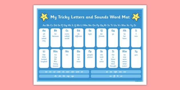 Tricky Letters and Sounds Word Mat