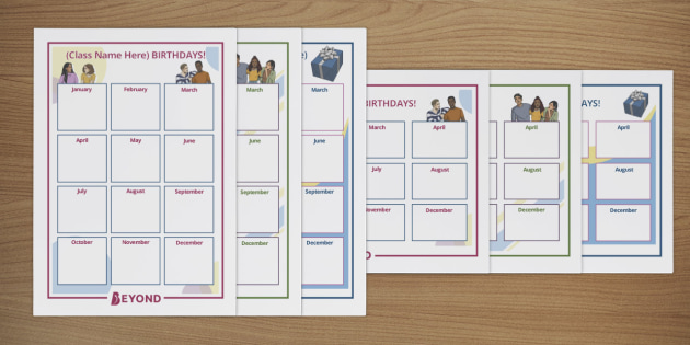 FREE! - Editable Birthday Charts For Secondary Classrooms - Beyond