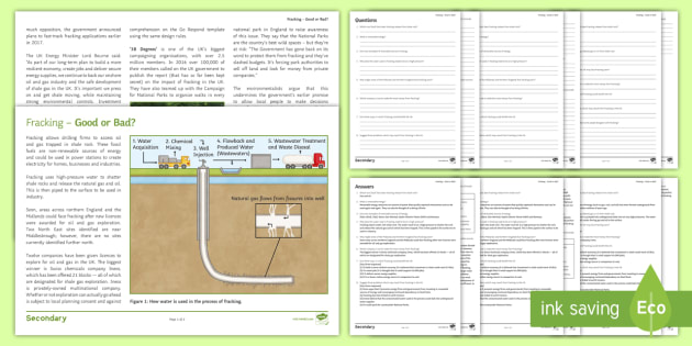 The Changing Economic World: Fracking Differentiated Reading Comprehension