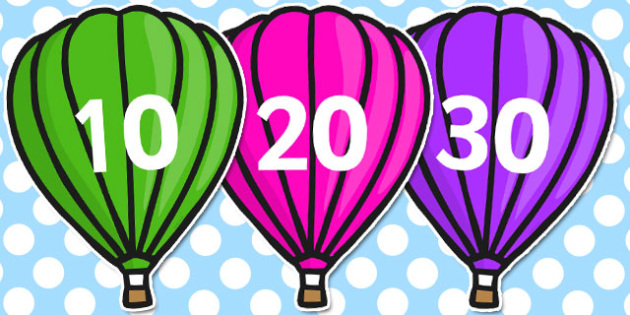FREE! - Counting in 10s on Plain Hot Air Balloons Display Activity