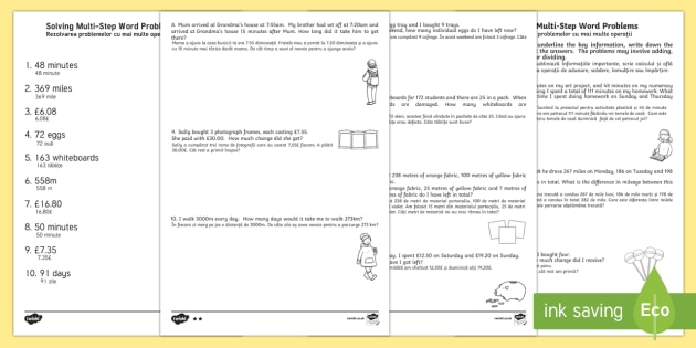 Differentiated Two Step Maths Word Problems Worksheet / Worksheet Pack