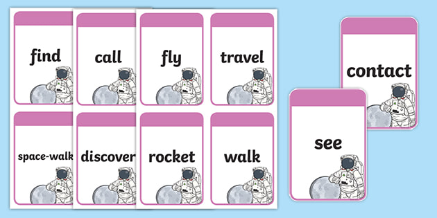 Space Themed Verb Action Cards