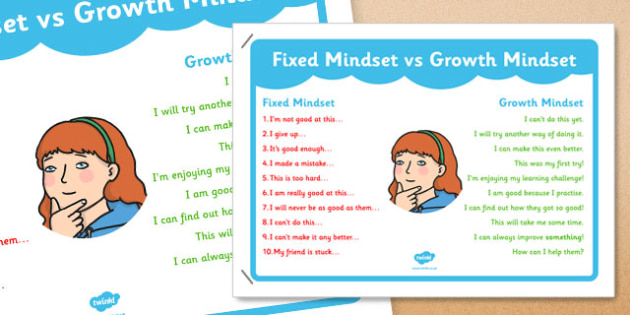 Fixed Mindset vs Growth Mindset KS1 A4 (teacher made)