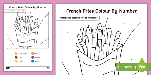 FREE! - French Fries Colour by Number Page (teacher made)