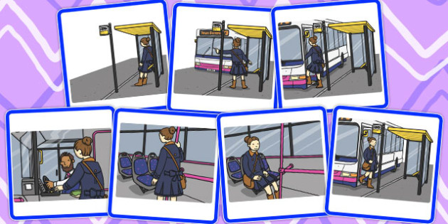 7 Step Sequencing Cards Getting the Bus