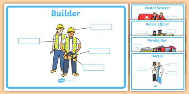 People Who Help Us Labelling Worksheets (teacher made)