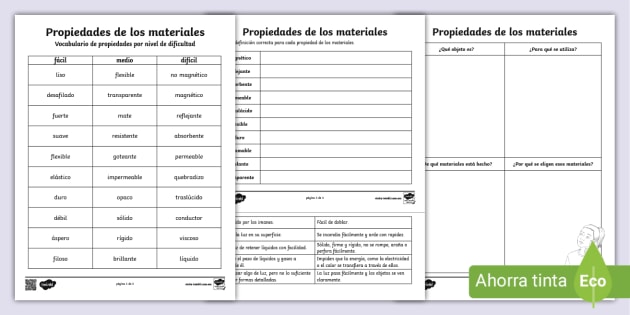 Hoja De Trabajo Sobre Propiedades De La Materia, Clave De Respuestas