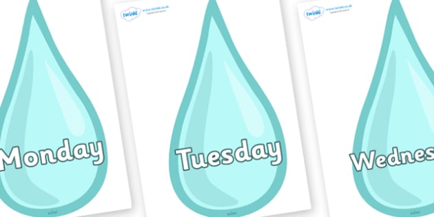 Days of the Week on Water Drops