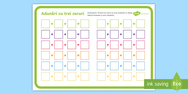 Adunări cu trei zaruri Joc (Teacher-Made)