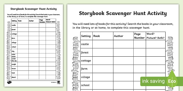 Storybook Scavenger Hunt Activity (teacher made)