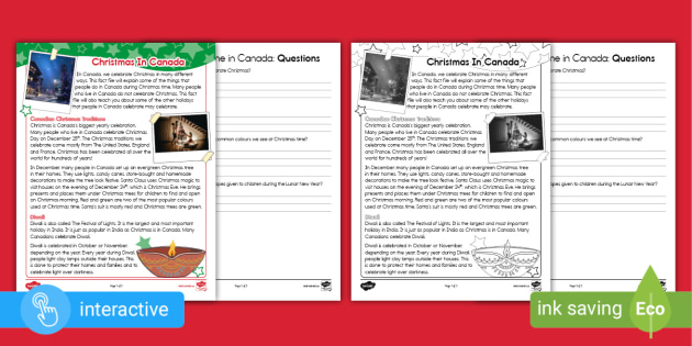 Canadian Christmas Traditions Fact File Activity