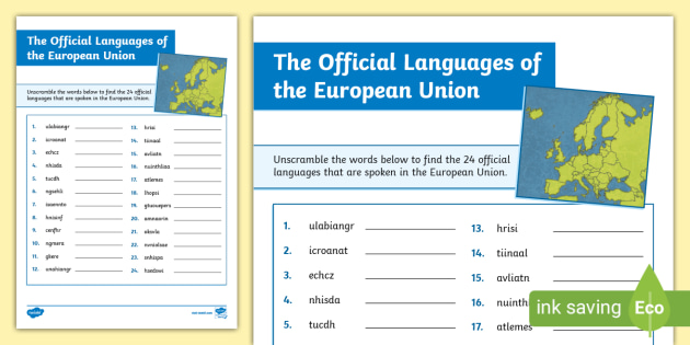 * NEW * European Day of Languages Word Unscramble Activity,Europe,EU