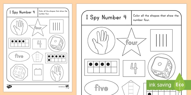 Number Sense I Spy Number 4 Activity (teacher made)