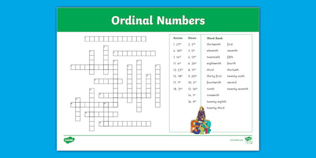Crosswords Spanish Ordinal Numbers SPANISH Days Of The Week Worksheets
