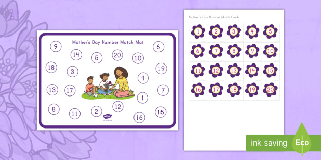 * NEW * Mother's Day Number Match Activity Mat - mom\'s day, early ...