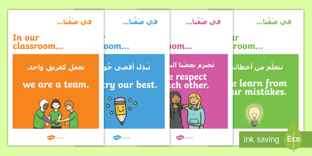In Our Classroom Display Posters Arabic/English - EAL In Our Classroom