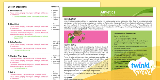 FREE! - Year 4 Athletics Planning - Twinkl Move PE Resources - KS2
