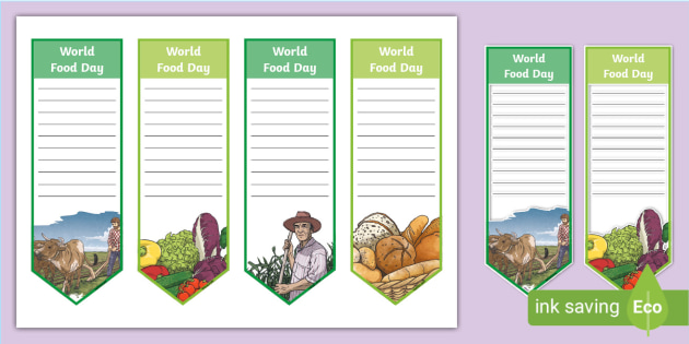 World Food Day Editable Bookmarks | Primary Resources