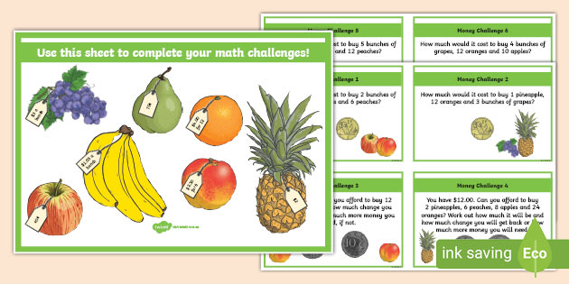 Maths Money Problems Challenge Cards (teacher made)