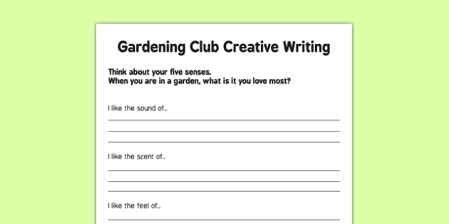 Care Home Gardening Club Creative Writing Activity