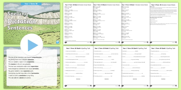 Year 1 Term 1B Spelling Dictation Sentences Activity Pack