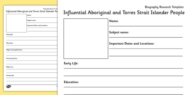 Influential Indigenous People Biography Research Template