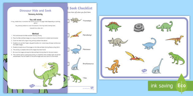 Dinosaur 'Hide and Seek' Sensory Activity (teacher made)