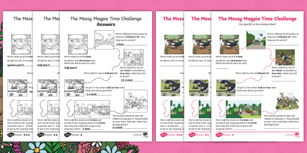 The Messy Magpie Time Challenges Differentiated Worksheets