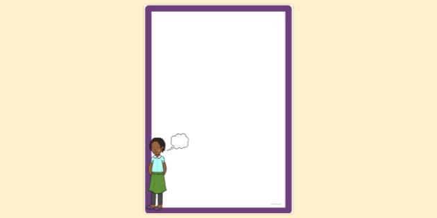FREE! - Girl with Thought Bubble Page Border (teacher made)
