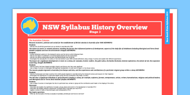 NSW Stage 3 History Syllabus Overview