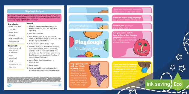 Playdough Recipe and Challenge Cards (Teacher-Made)