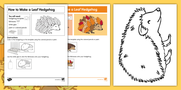 Leaf Hedgehog Craft | Printable Fall Activity | Twinkl