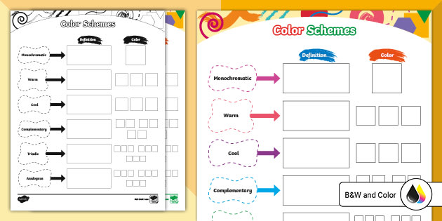 color scheme coloring sheet