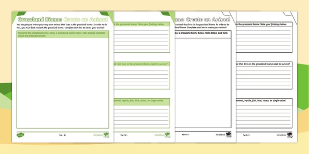 Grassland Biome: Create an Animal Project (teacher made)