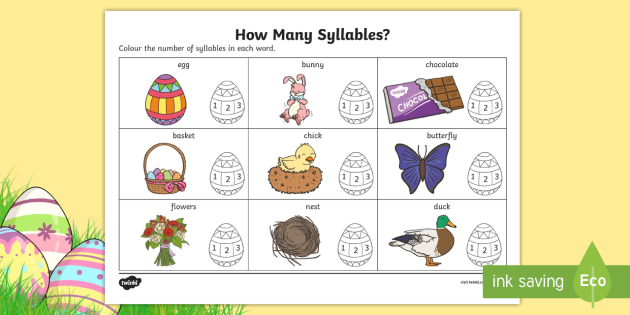 How Many Syllables? Easter Worksheet - Festivals & Celebrations